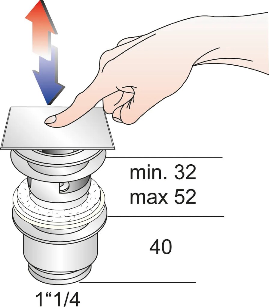 Omp Tea umyvadlová výpust 5/4“lick-clack tl.32-52 mm chrom 8540.360.5 Koupelny Bernold
