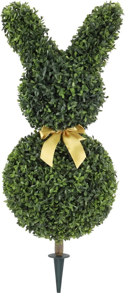 HOMCOM umělý buxus ve tvaru králíka, 83 cm – umělá rostlina s kolíkem do obýváku, ložnice, kanceláře a zahrady | Aosom