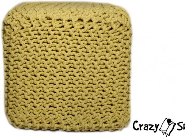 Pletený puf CRAZYSHOP CUBE, žlutá (ručně pletený)