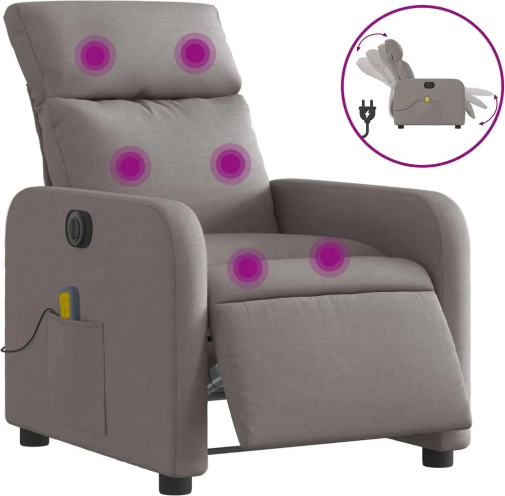 Elektrické masážní polohovací křeslo taupe textil 3206697