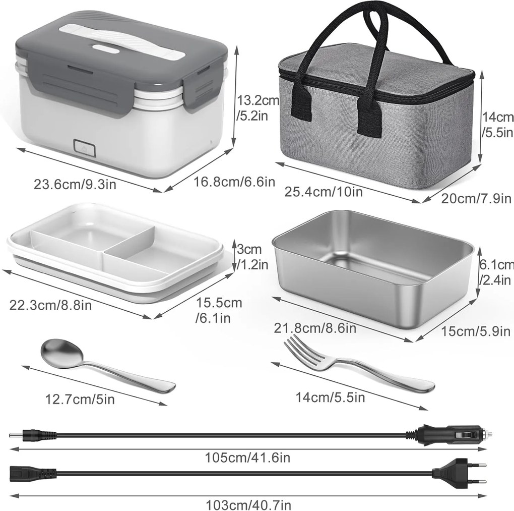 Ohřívací box na jídlo 100W 3 v 1 12/24/230 V 1,8l Herrfilk CDF, Barvy a parametry Bílá