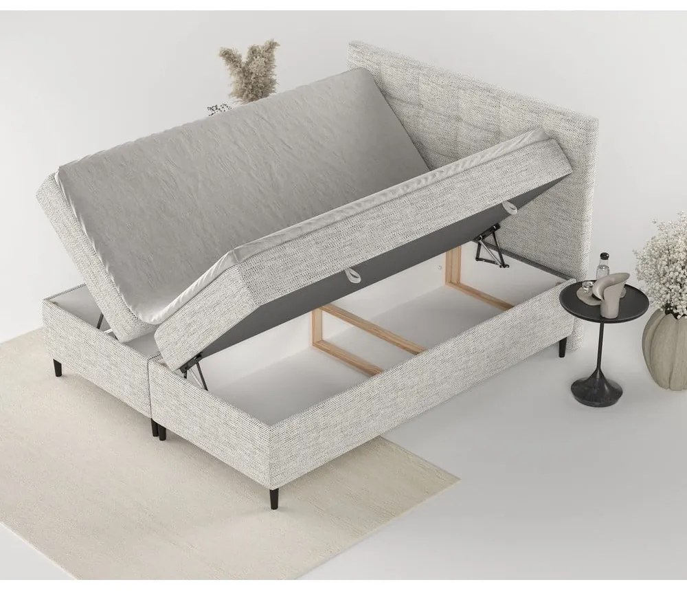 Světle šedá boxspring postel s úložným prostorem 180x200 cm Urbaneo – Maison de Rêve