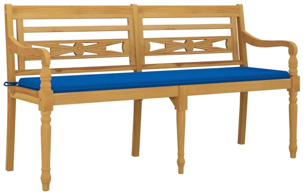 Lavice Batavia s královsky modrou poduškou 150 cm masivní teak,  3100836