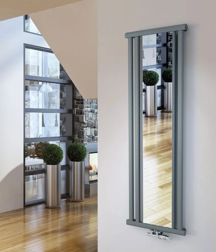 Regnis Kalipso Mirror, topné těleso 500x1500mm se středovým připojením 50mm, 710W, černá matná, KALIPSOLUSTRO/1500/500/D5/BLACK