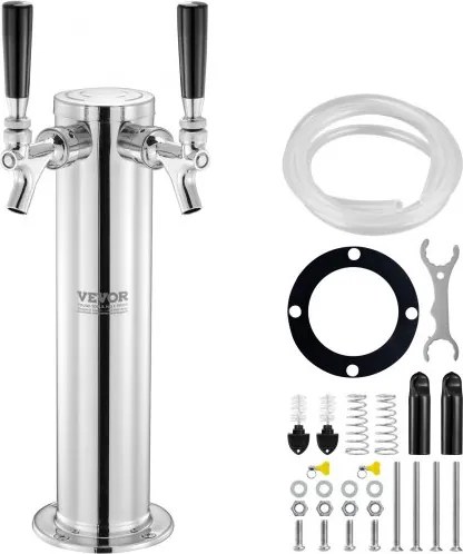 Dvojité kohouty Výčepní stojan na pivo, Nerezová sudová pivní věž
