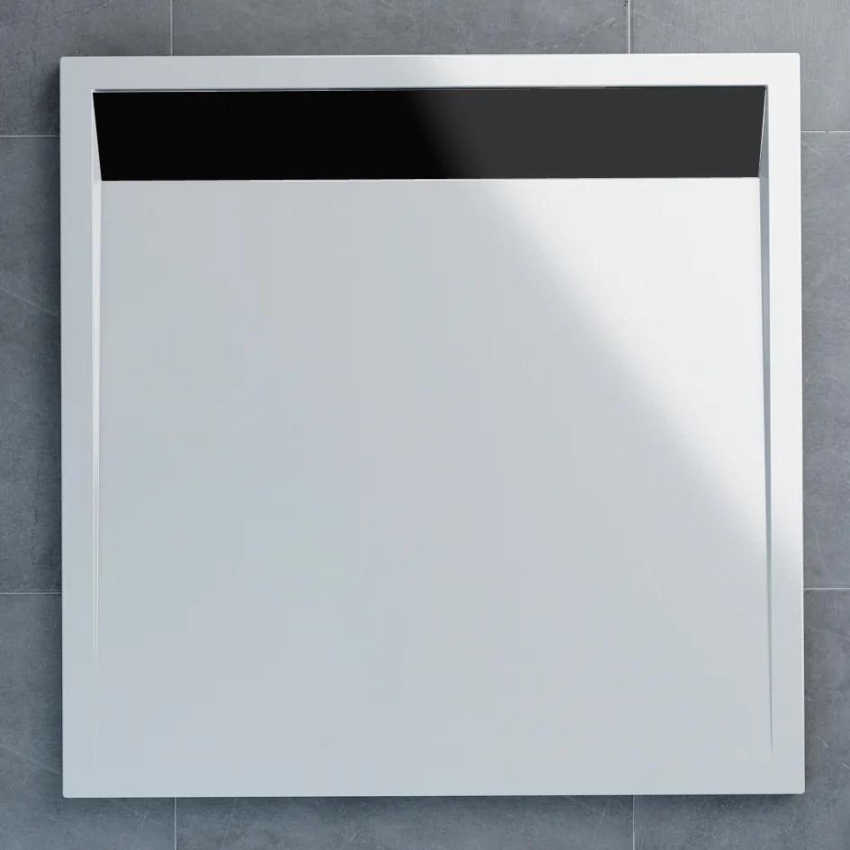 SanSwiss WIQ 100 06 04 Sprchová vanička čtvercová 100×100 cm bílá, kryt černý, skládá se z WIQ 100 04 a BWI 100 06 04