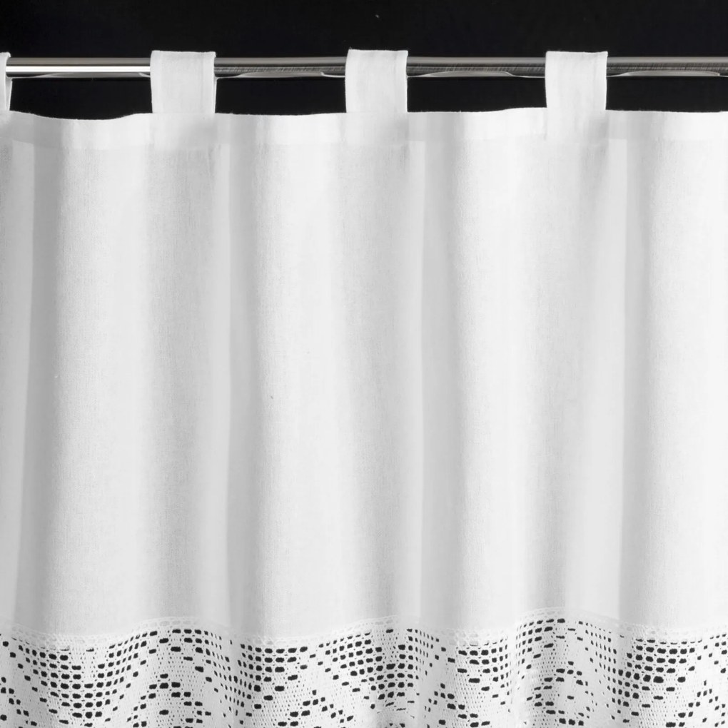 KRÁTKÁ ZÁCLONA NA POUTKÁCH ISAAC 150X60 CM BÍLÁ