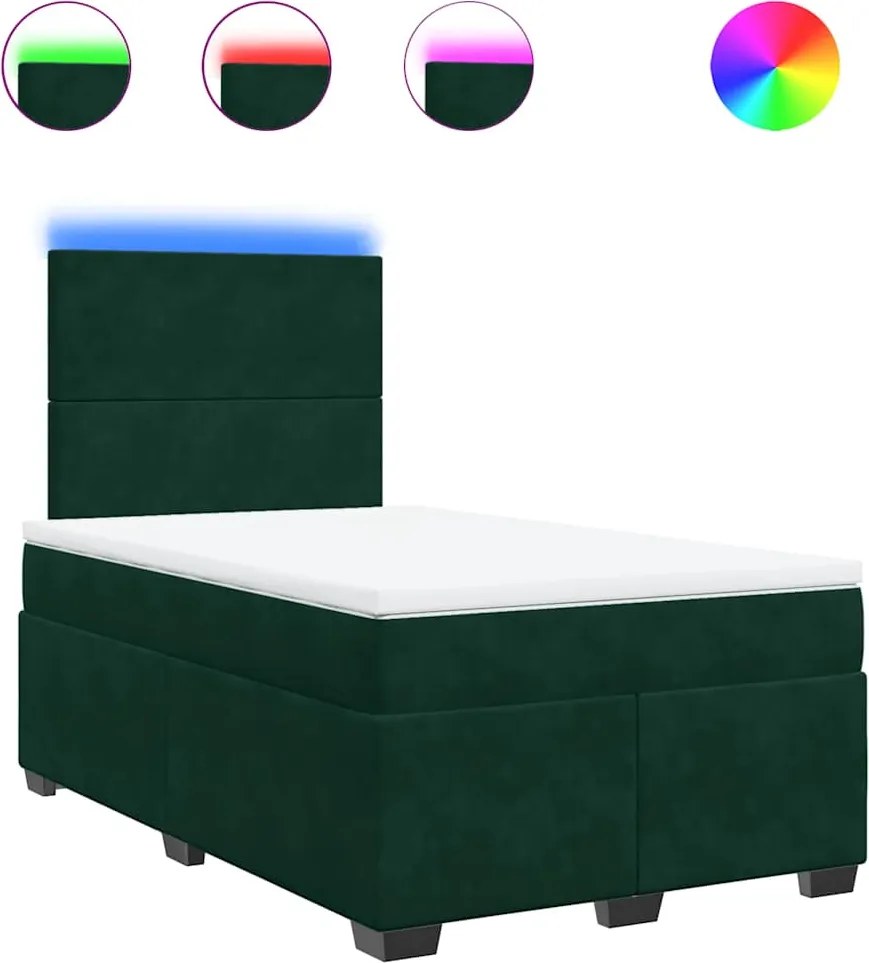 Box spring postel s matrací tmavě zelená 120 x 200 cm samet 3293179