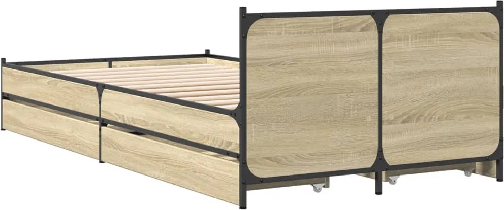 Rám postele se zásuvkami dub sonoma 75x190 cm kompozitní dřevo 3279973