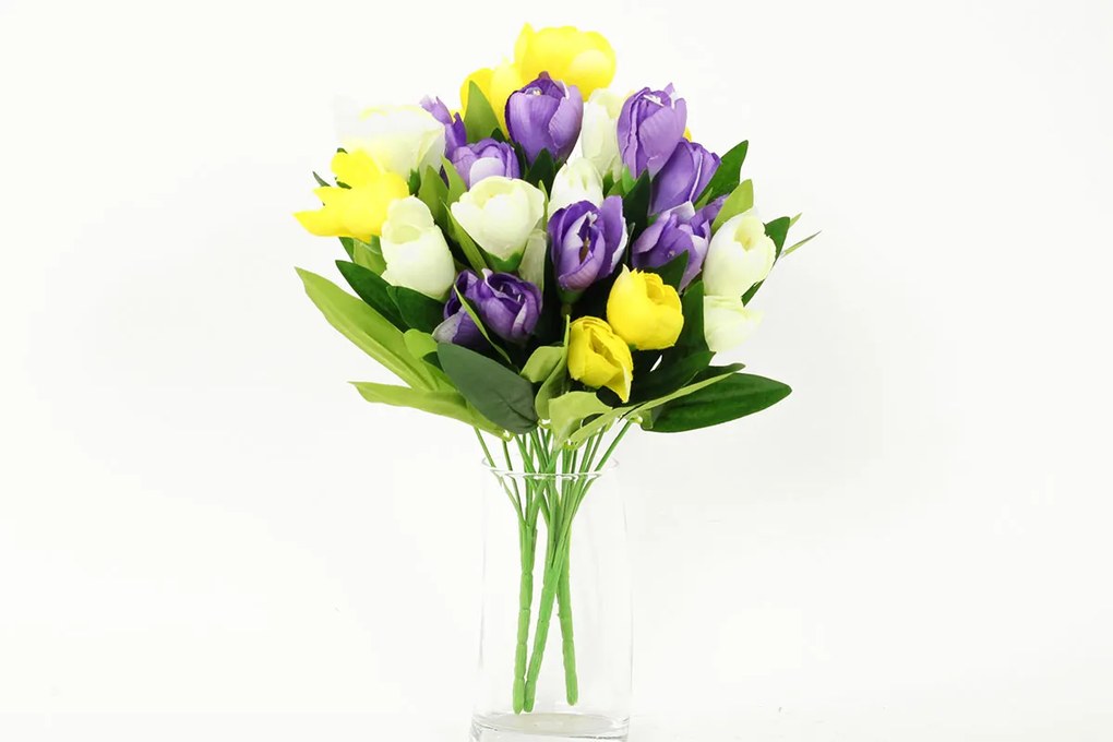 Krokusy puget, mix barev (žlutá,bílá,fialová). Květina umělá.