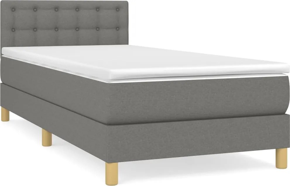 Box spring postel s matrací tmavě šedá 90x200 cm textil 3140906