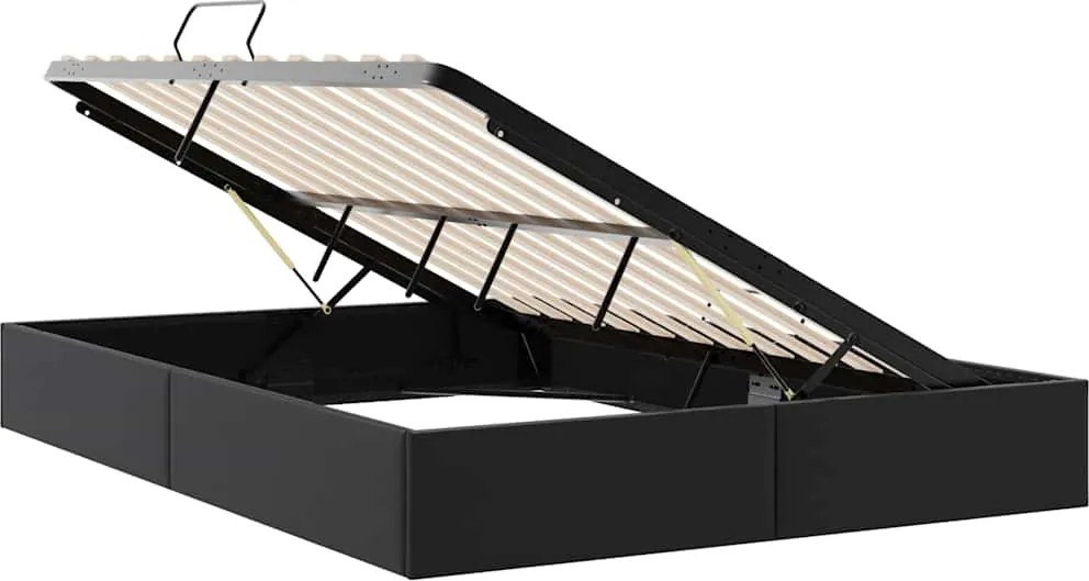 Postel s úložným prostorem Černá 137 x 190 cm Umělá kůže 3369972