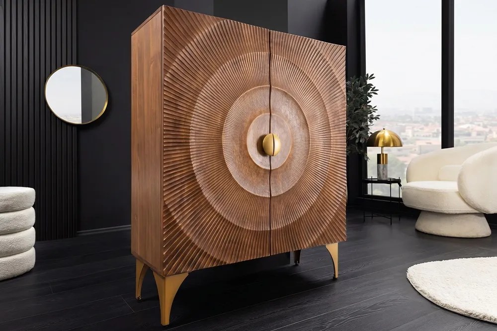 Designová vysoká komoda Venetia 120 cm hnědé mango