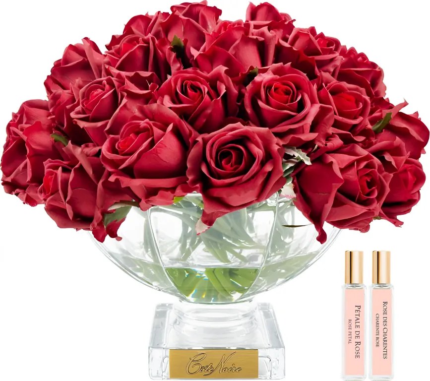 Côte Noire Luxury Centrepiece kytice 37 parfémovaných růží Carmine Red