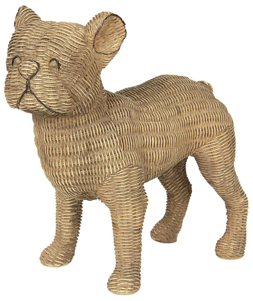 Zlatohnědá dekorace psa v proutěném provedení Chien - 31*16*30 cm