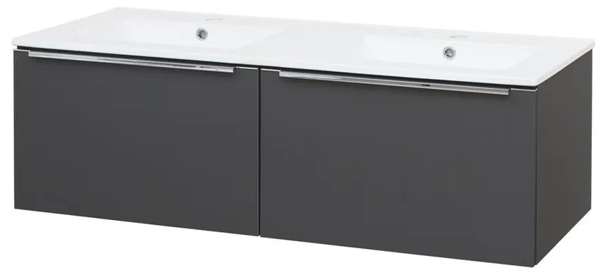 Mereo Mereo, Mailo, koupelnová skříňka s keramickým umyvadlem 121 cm, bílá, dub, antracit, CN538