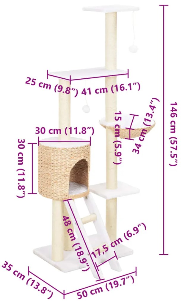 vidaXL Marketos Škrabadlo pro kočky se sisalovým sloupkem mořská tráva