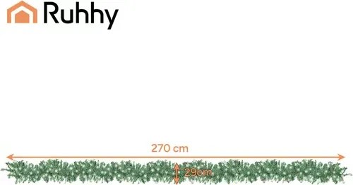 Vánoční hustý řetěz - girlanda zelenobílá 270 cm
