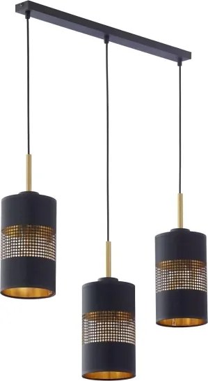 LED Lustr na lanku BOGART 3xE27/15W/230V černá/zlatá