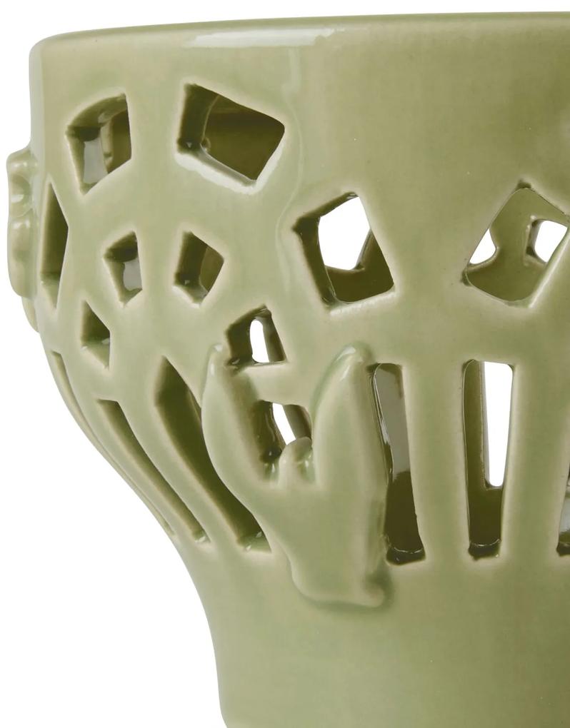KÄHLER Keramický svícen na čajovou svíčku Orangery Spring Leaf, zelená barva, keramika