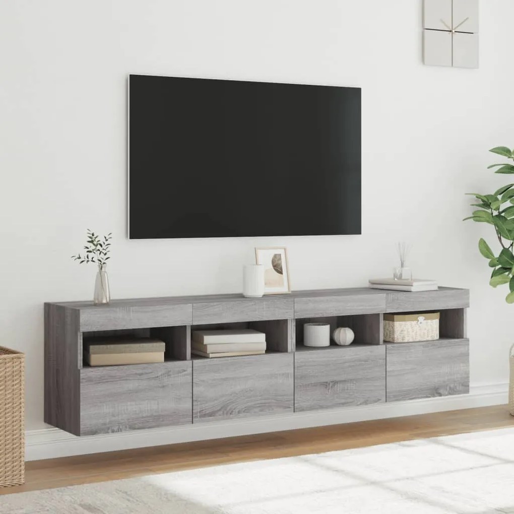 Nástěnné TV skříňky s LED 2 ks šedé sonoma 80 x 30 x 40 cm - Default Title