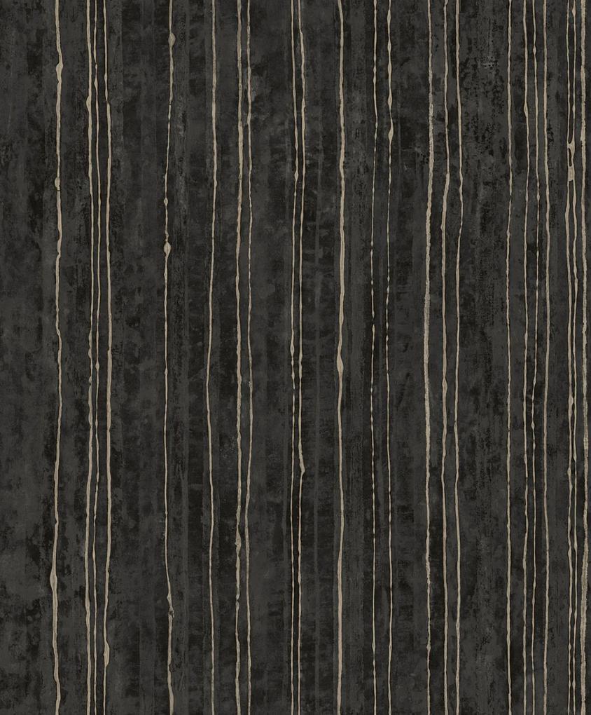 Luxusní černá vliesová tapeta na zeď s pruhy, 57708, Aurum II, Limonta