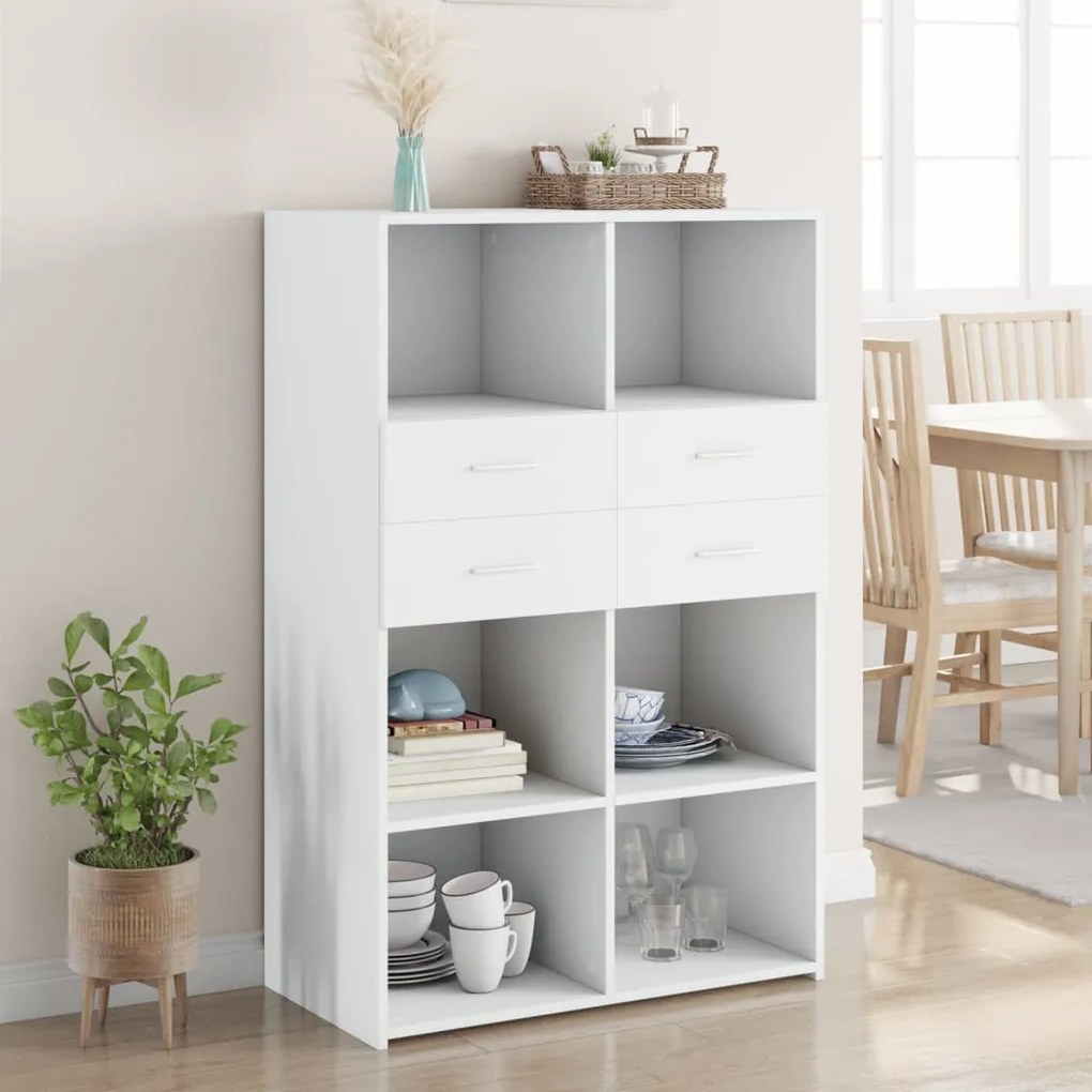 Skříň highboard bílá 80 x 42,5 x 124 cm kompozitní dřevo