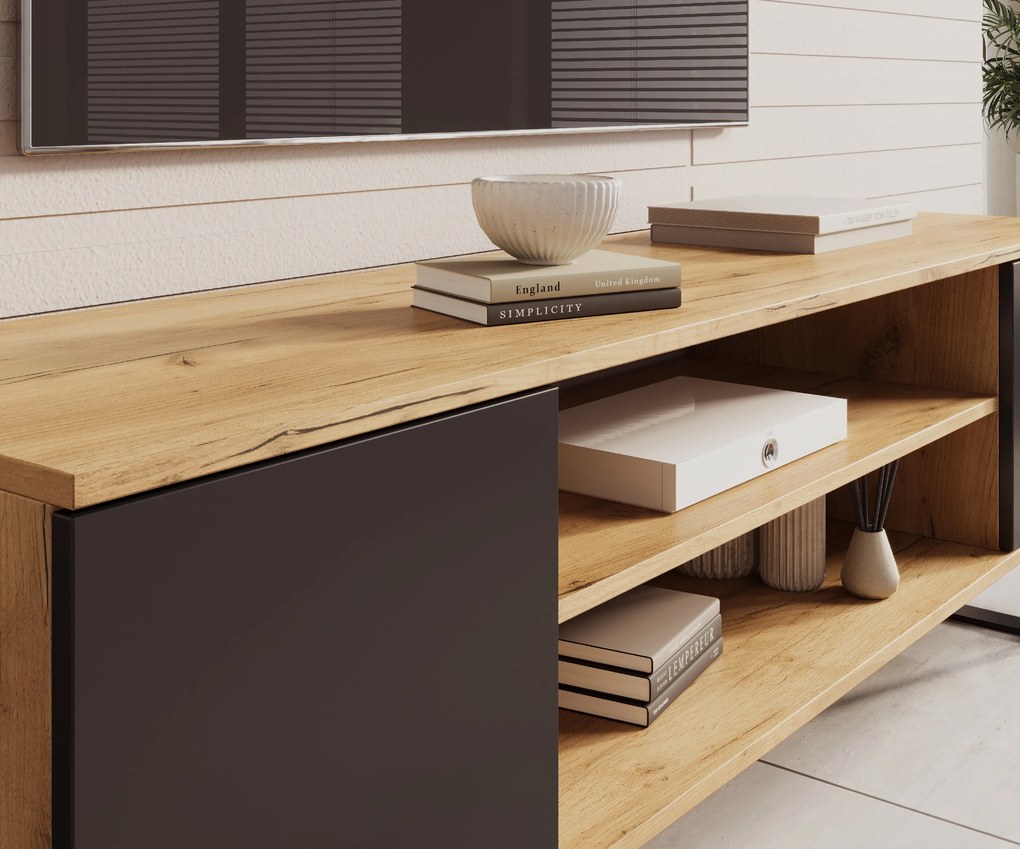 ADRK Furniture Skříňka RTV Lofter 155 cm RTV-LOF-OCB-155