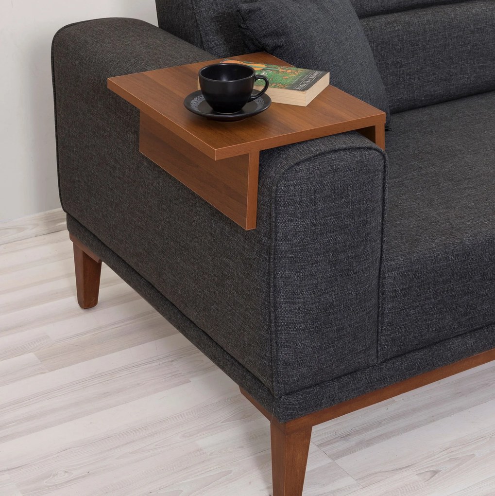 Hanah Home Pohovka LIONES s odkládacím stolkem antracitová 223 cm