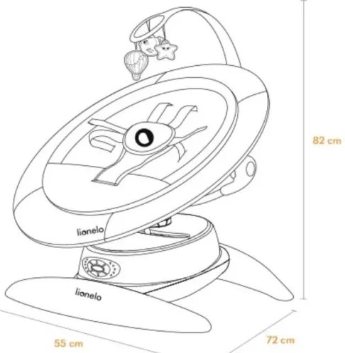 Lionelo - Dětské houpátko s melodií MELL Beige Sand 4xAA + dálkové ovládání