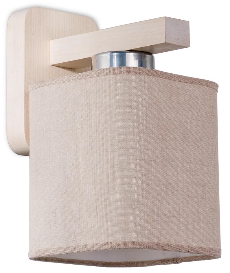 Light for home - Nástěnné světlo "HOTEL", 1x40W, E27, bílá, přírodní javor
