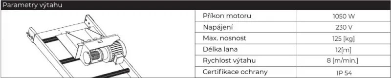 Střešní výtah s elektrickým navijákem 12,50 m DRABEST WT-12 PRO