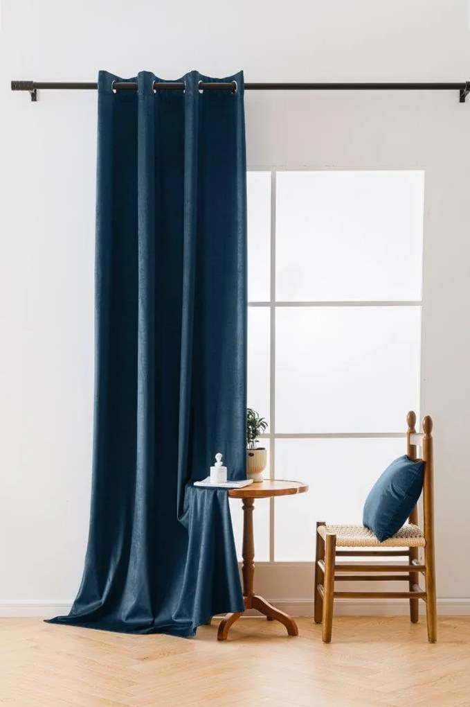 Petrolejový zatemňovací závěs VELVET 140x270 cm Zavěšení: Řasící páska