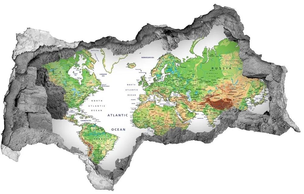 Wallmuralia Samolepící díra na stěnu Mapa světa 95x64 cm