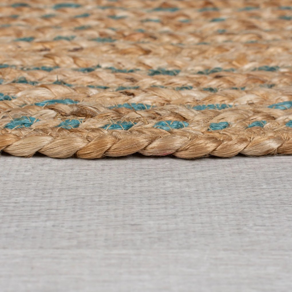 Flair Rugs koberce Kusový koberec Capri Jute Natural/Blue kruh - 133x133 (průměr) kruh cm