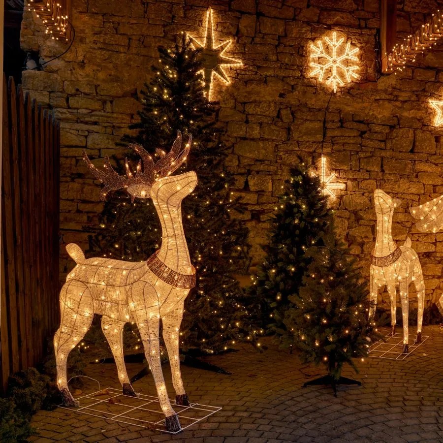 3D LED svítící jelen, 150 cm, teple bílý, 161 diod, IP44 venkovní