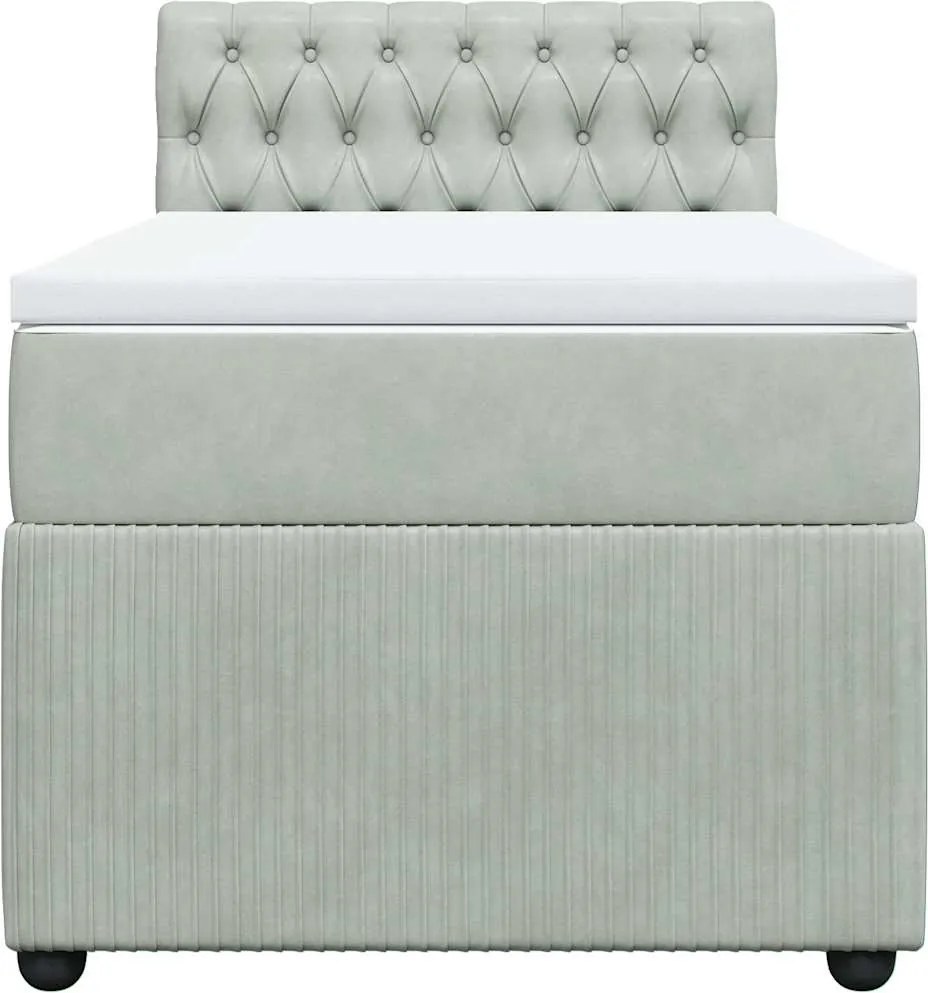 Box spring postel s matrací světle šedá 100x200 cm samet 3289968
