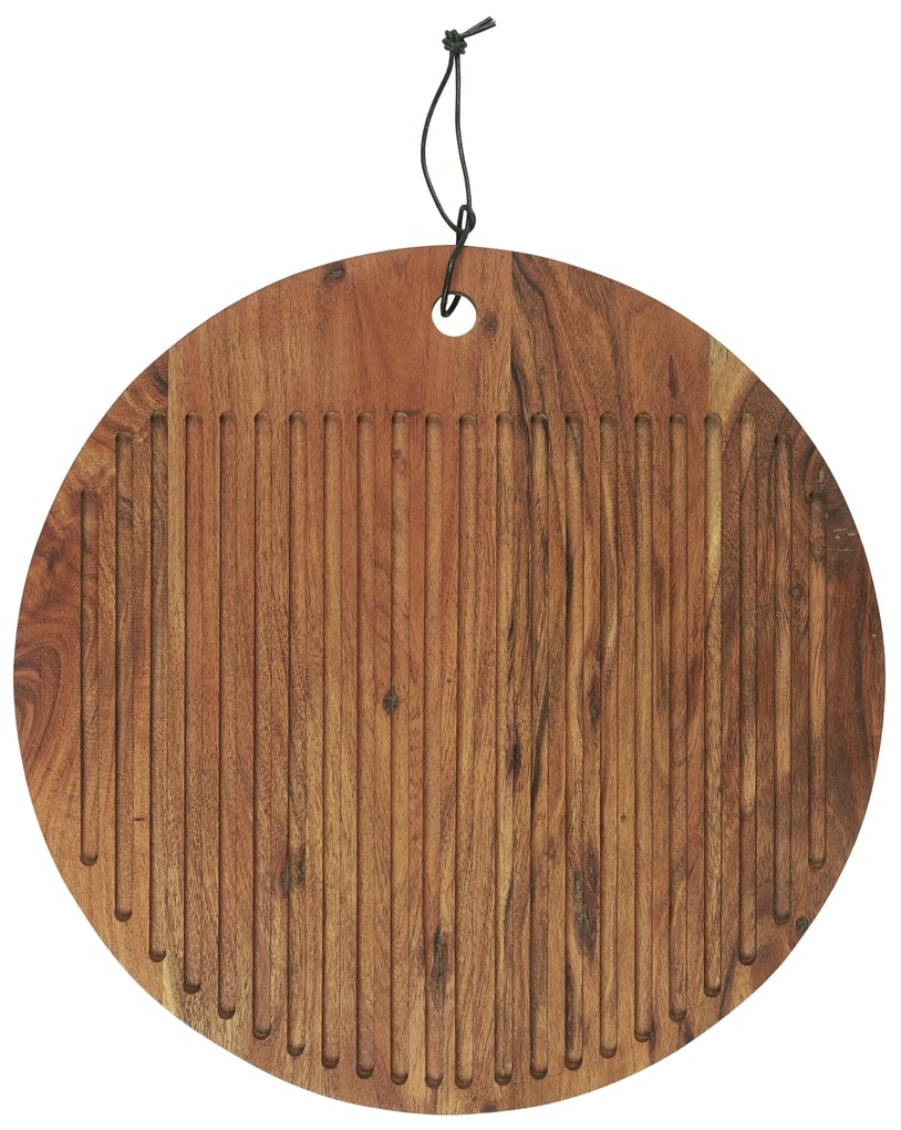 IB LAURSEN Kulaté krájecí prkénko Grooves Oiled Acacia 40,5 cm, přírodní barva, dřevo