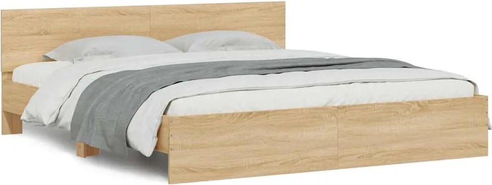 Rám postele s čelem a LED osvětlením dub sonoma 200 x 200 cm 3207583