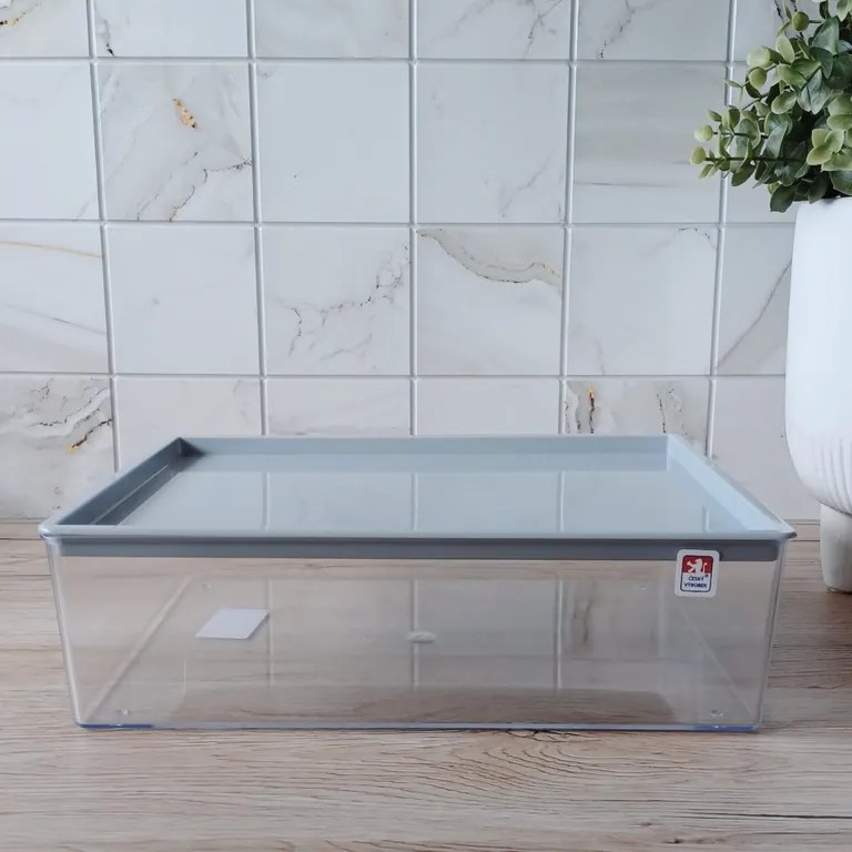 DÓZA NA SUCHÉ POTRAVINY 2 500 ml – nízká, průhledná | DomaLEP varianta: ŠEDÁ