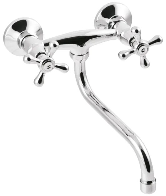 Invena Roma, umyvadlová-dřezová baterie s prodlouženou výlevkou 250mm v typu S, chromová, INV-BC-22-00S-L