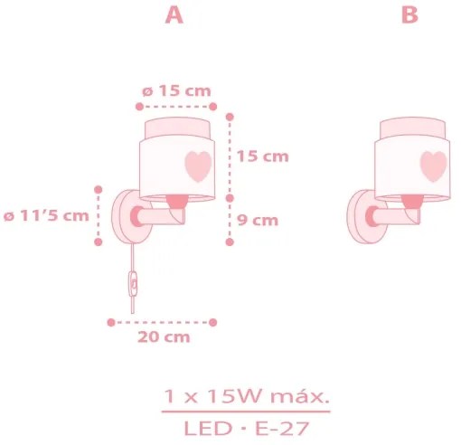 Dalber 76019S - Dětské nástěnné svítidlo BABY DREAMS 1xE27/15W/230V růžová
