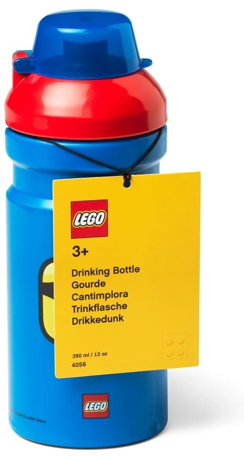 Modrá lahev na vodu s červeným víčkem LEGO® Iconic, 390 ml
