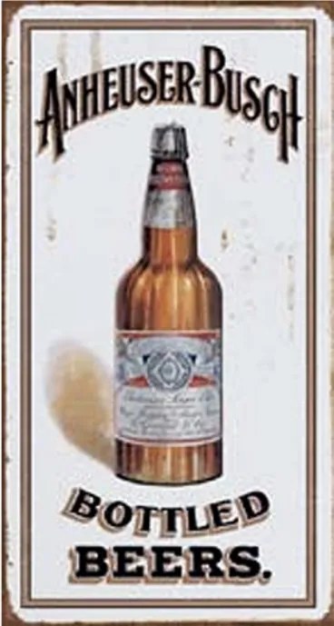 Plechová cedule Budweiser Anheuser  Busch láhev pivo