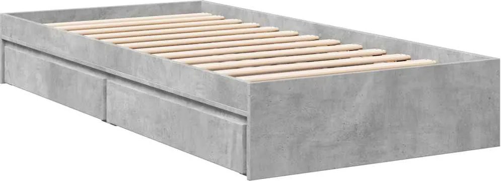 Rám postele se zásuvkami betonově šedý 100 x 200 cm kompozit 3280674