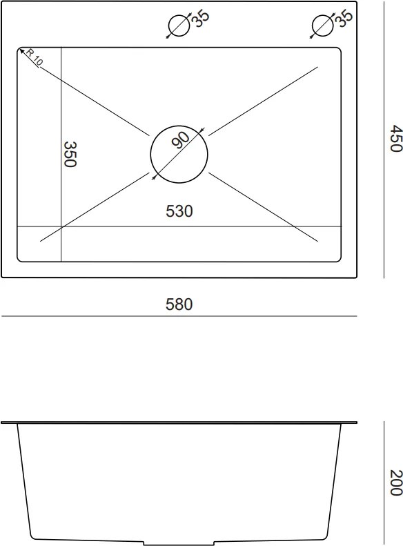Kuchyňský nerezový dřez QUADRON LUKE 110 černý metalický s příslušenstvím 58x45x20 cm