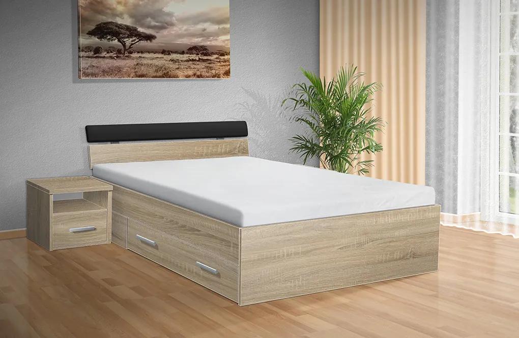 Nabytekmorava postel s úložným prostorem RAMI - M 180x200 cm barva lamina: DUB SONOMA 3025,MATRACE 15cm PUR