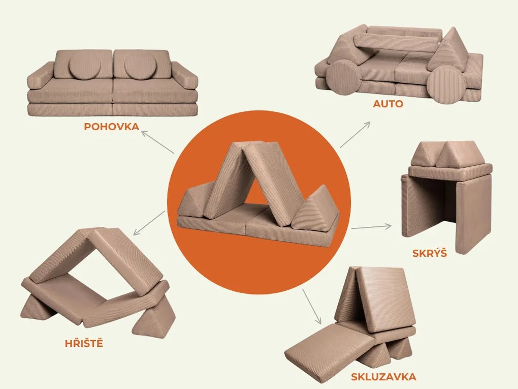 Velký multifunkční skládací bunkr z manšestru SOFA PURE Zvolte barvu: Tmavě modrá