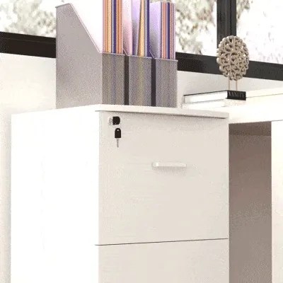 Šuplíkový kontejner na kolečkách Vinsetto - kancelářský nábytek s 2 zamykatelnými šuplíky z MDF a dřevotřísky, rozměry 43L x 45W x 72H cm, Bílý