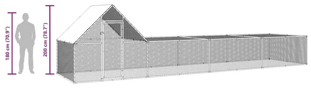 vidaXL Marketos Klec pro kuřata 8 x 2 x 2 m pozinkovaná ocel
